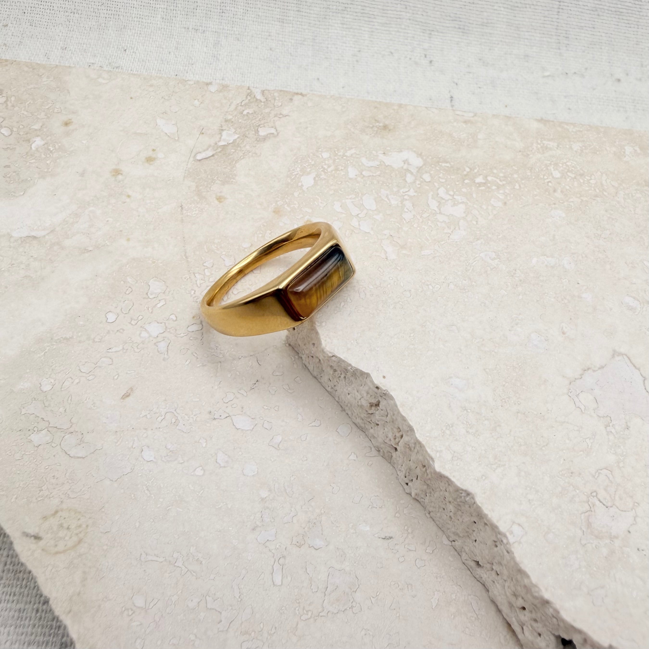 Everyday Tiger Eye Oblong Ring – Little Nell Jewellery