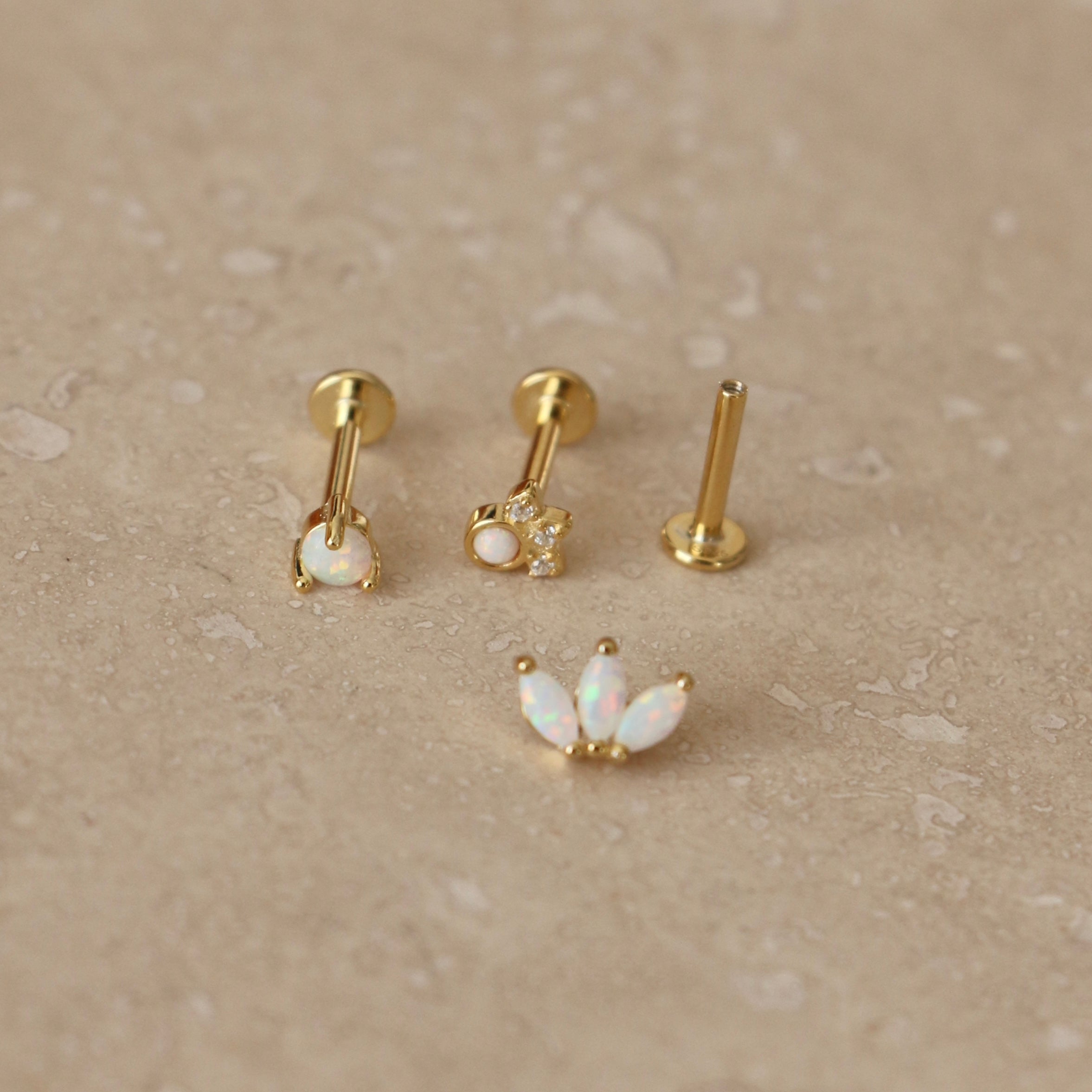 Gold Opal Labret Single Stud – Little Nell Jewellery